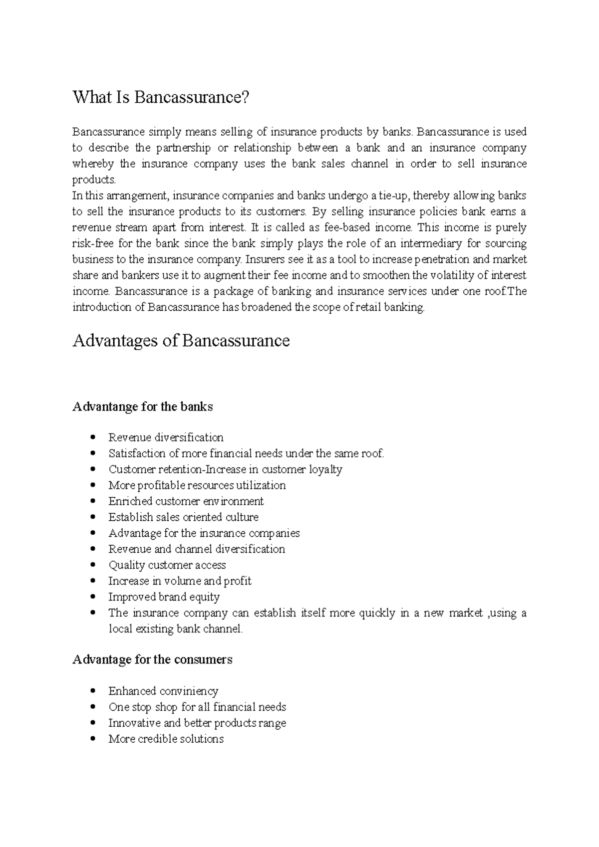 Bancassurance Overview - What Is Bancassurance? Bancassurance simply ...