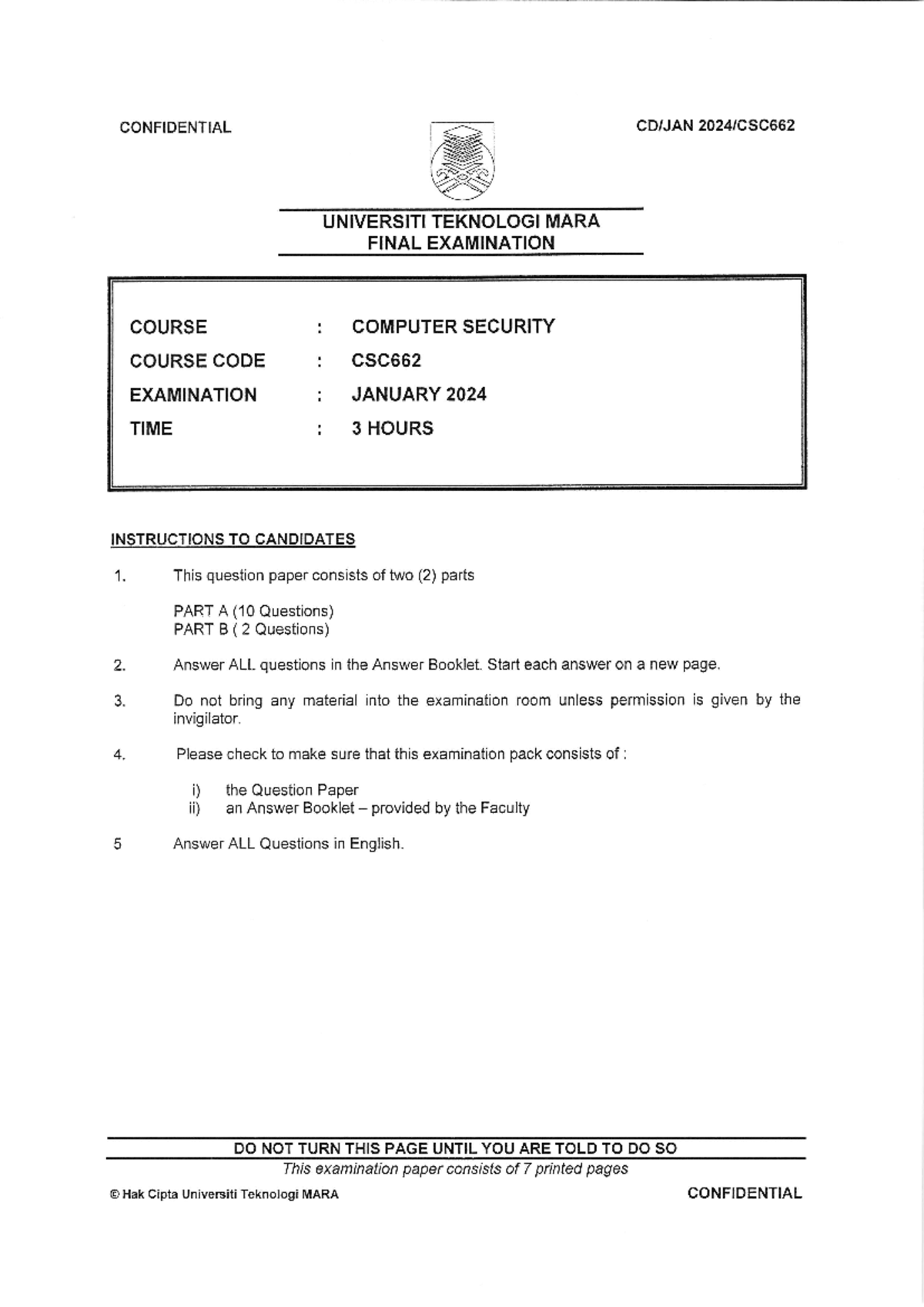 Faculty College OF Computing, Informatics AND Media 2024 Session 1 ...