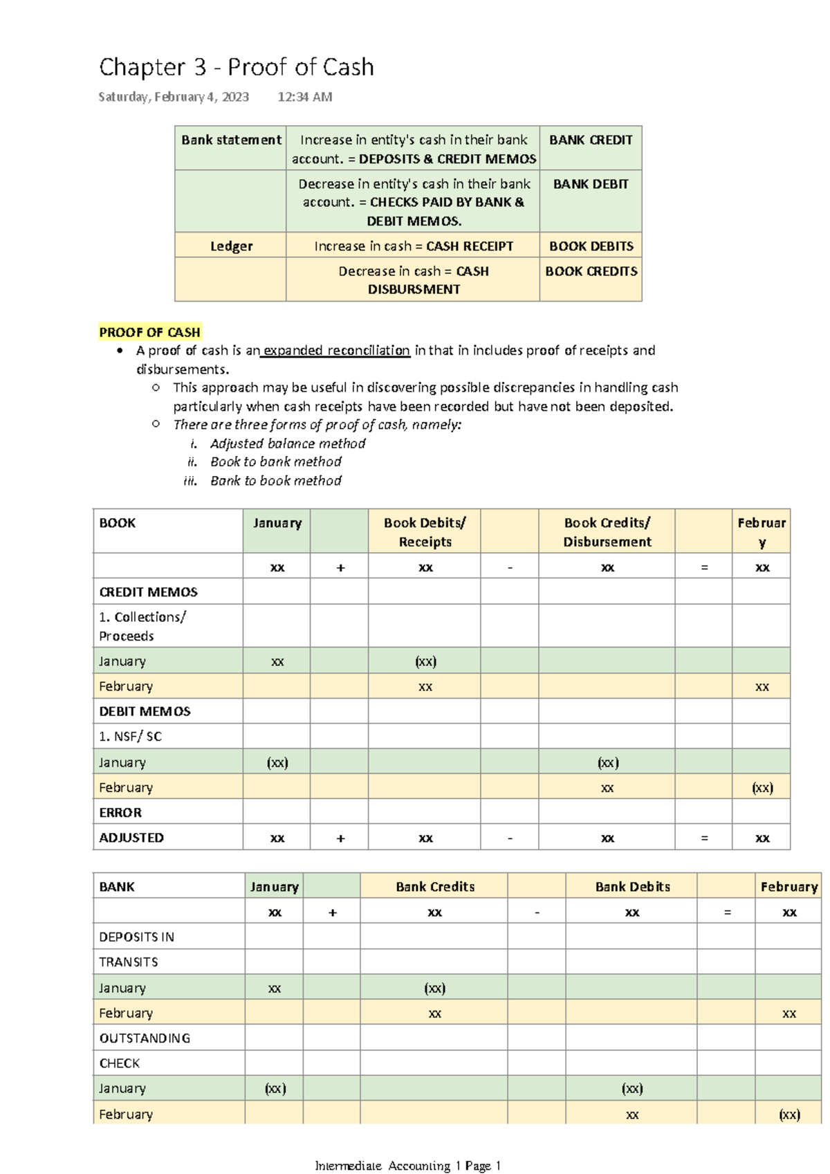 IA1 - Chapter 3 (February 2, 2023) - Bank statement Increase in entity's cash in their bank ...