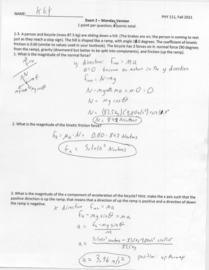 Exam 2 Solutions - Friday Version - PHY 111 - x 5 - Studocu