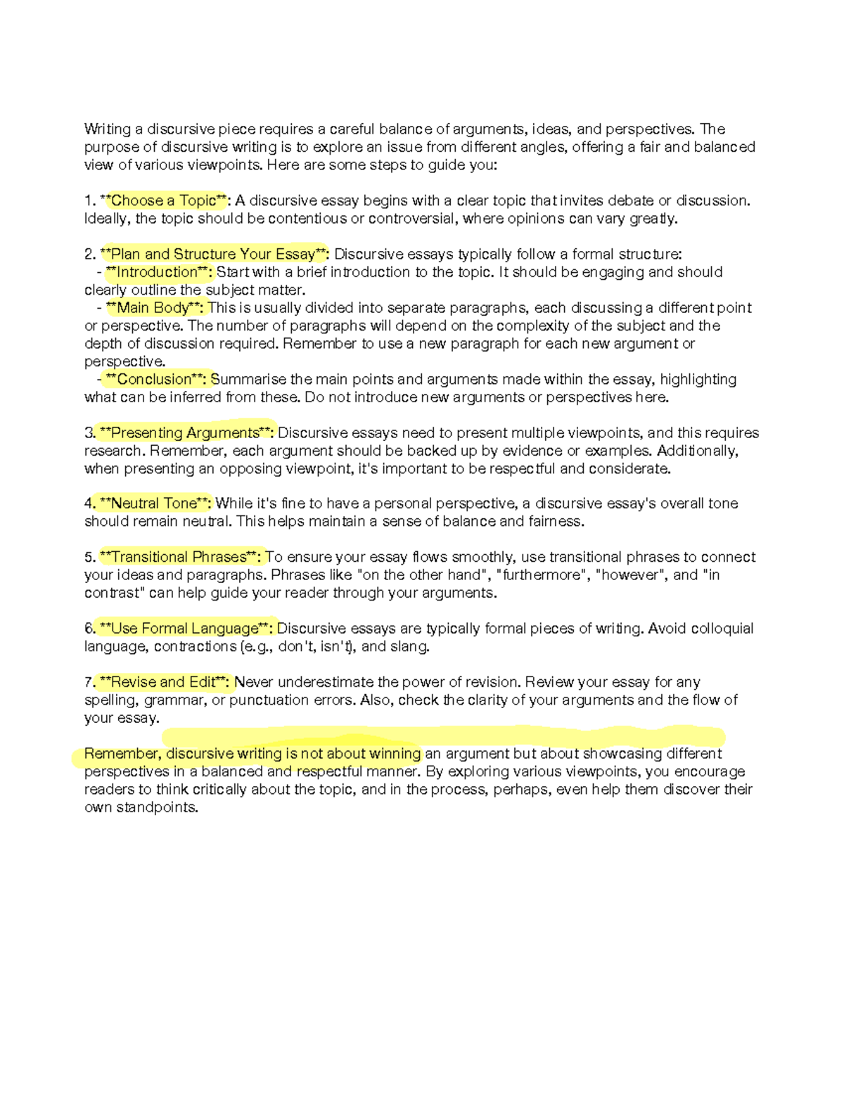 Discursive Writing - try it - Writing a discursive piece requires a ...