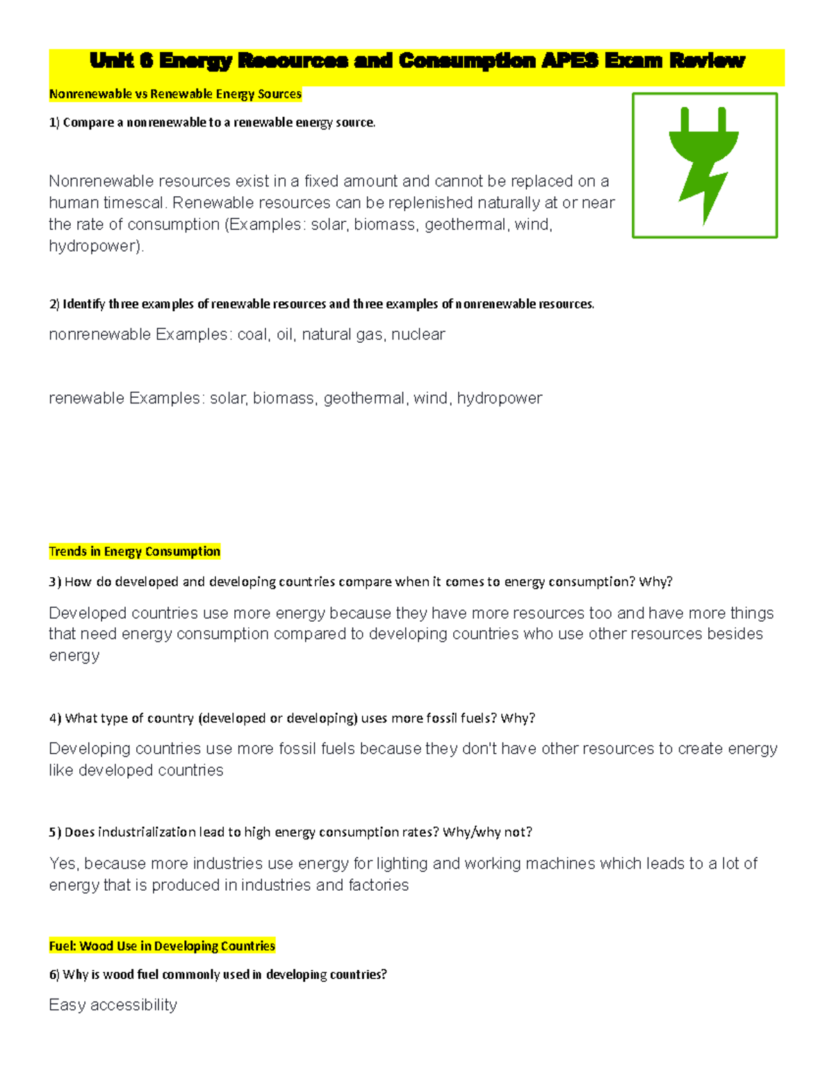 Kami Export - Justin Kunnecke - Unit 6 Energy Resources and Consumption AP Exam Review - Unit 6 ...