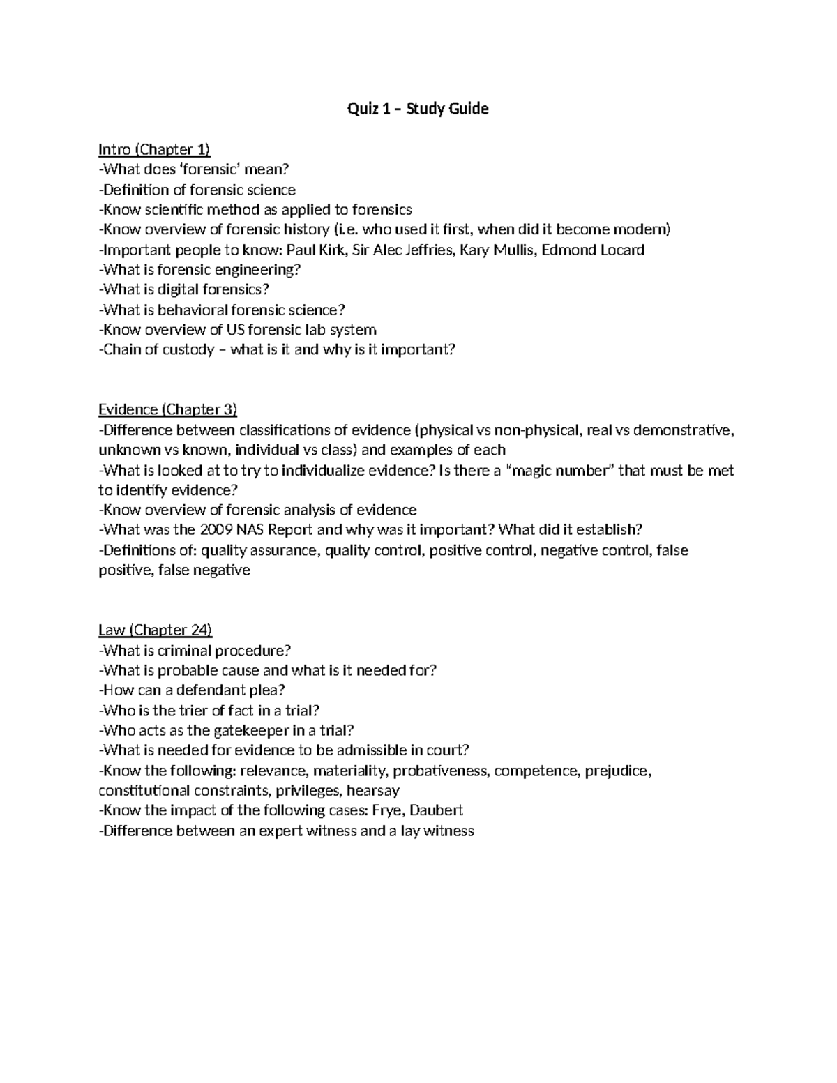 Quiz 1 Study Guide - its something - Quiz 1 – Study Guide Intro ...