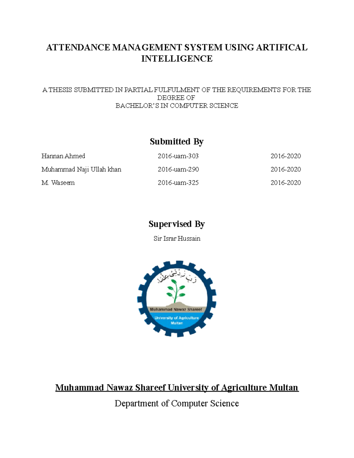 Attendance System - ATTENDANCE MANAGEMENT SYSTEM USING ARTIFICAL ...