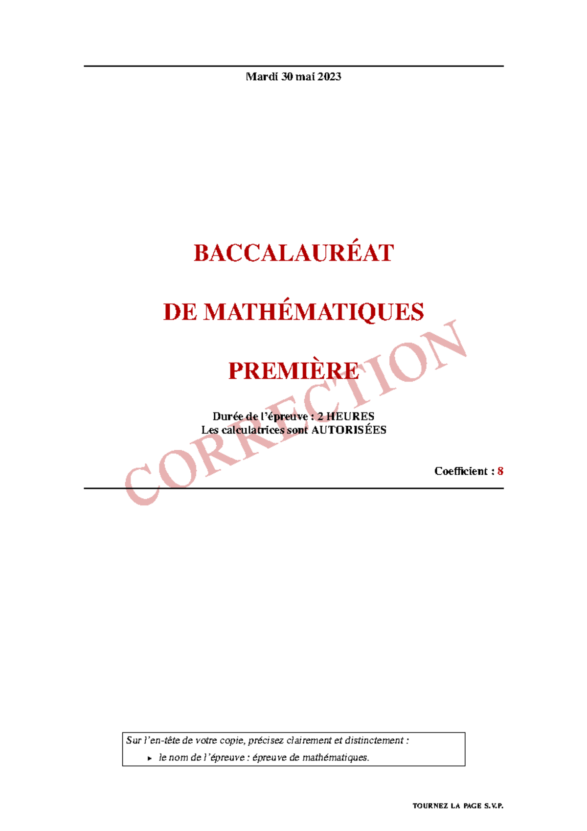 2023 sujet bac correction - correction Mardi 30 mai 2023 BACCALAURÉAT ...