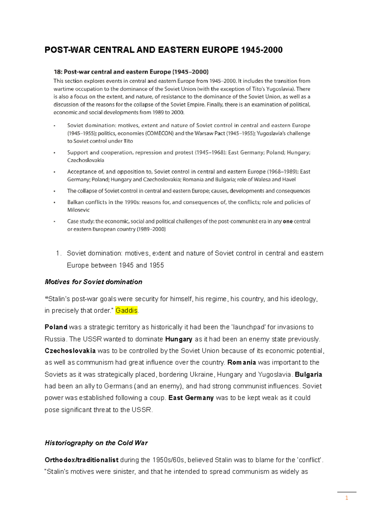 Post War Central and Eastern Europe - POST-WAR CENTRAL AND EASTERN ...