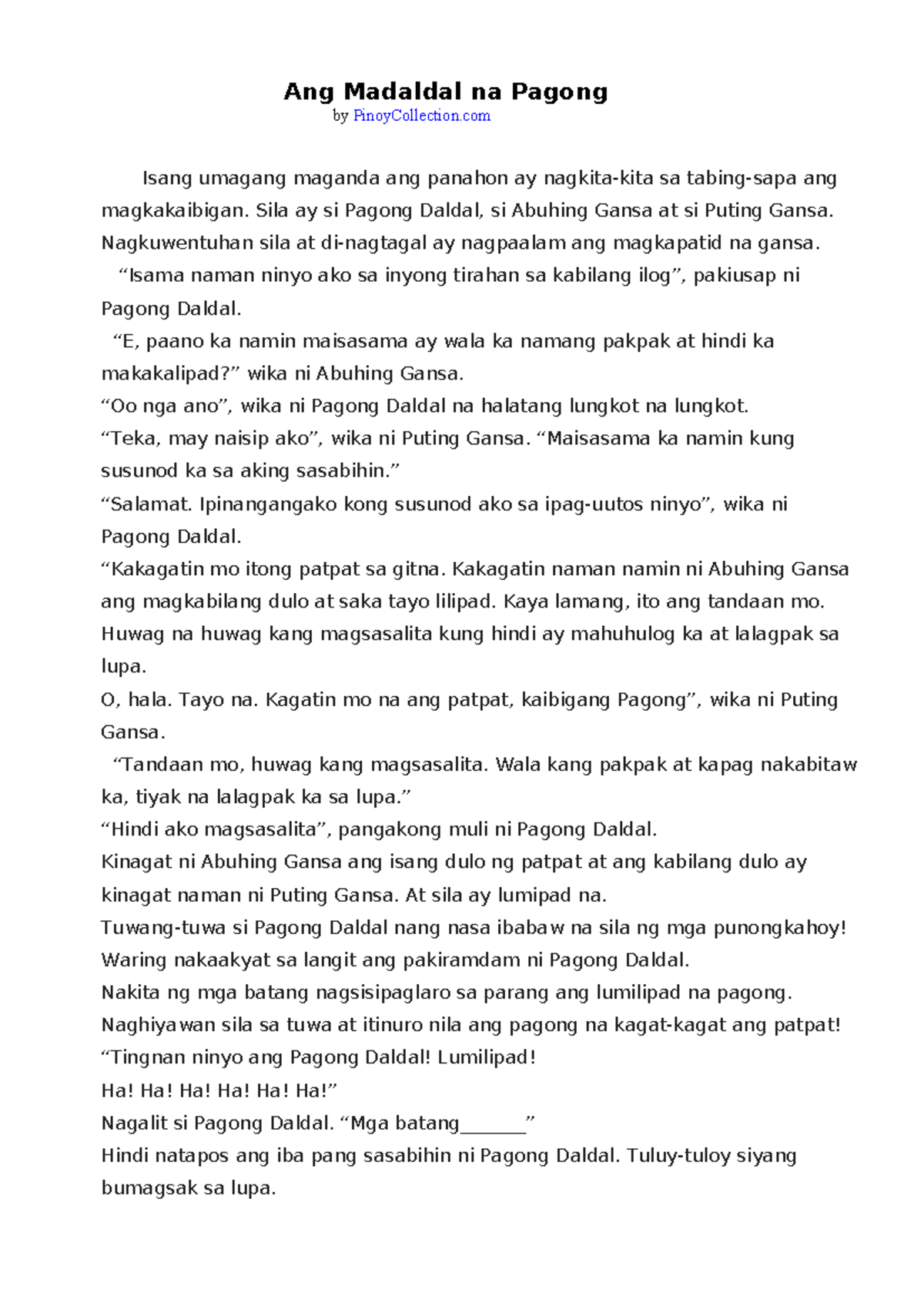 Ang Madaldal na Pagong - essay - Ang Madaldal na Pagong by ...
