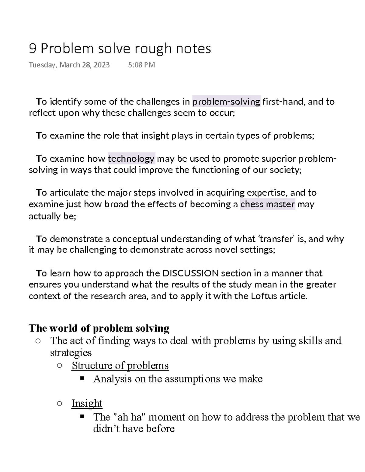 9 Problem solving - PSYB57 Prof Souza - To identify some of the challenges in problem-solving ...