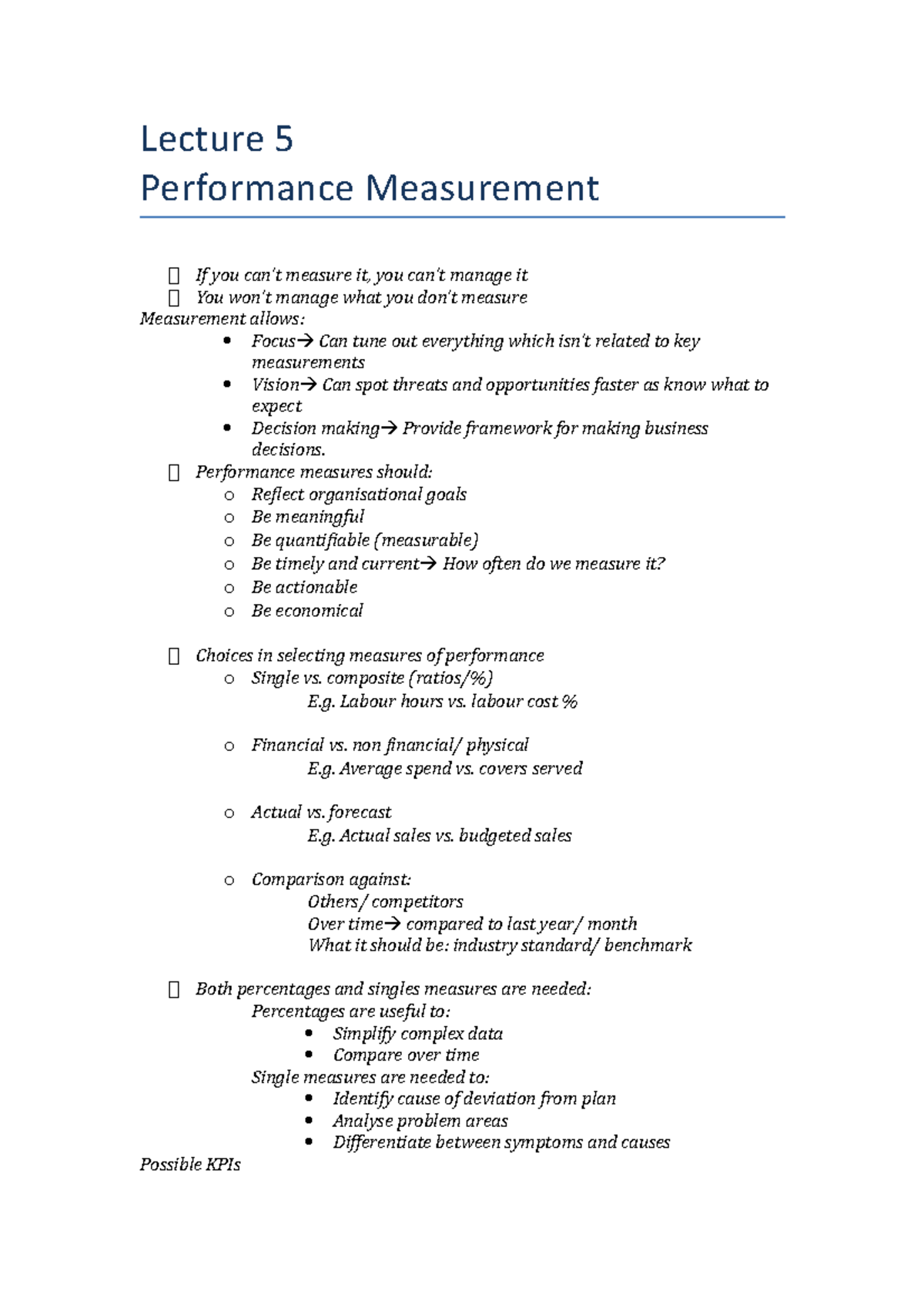 Lecture 5 - Performance Measurement - Lecture 5 Performance Measurement ...