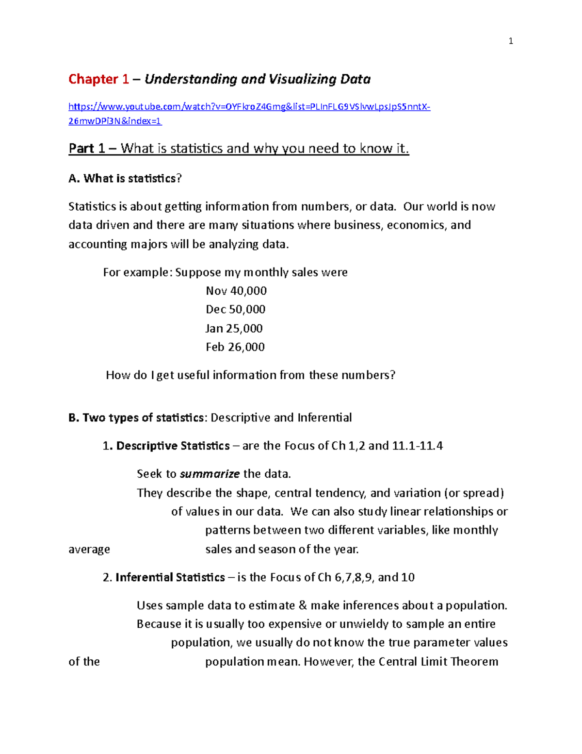 Chapter 1 Lesson - good - Chapter 1 – Understanding and Visualizing ...