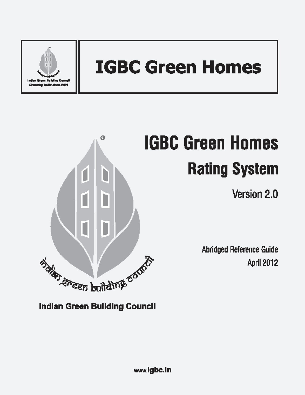 IGBC Green Homes Abridged Reference Guid - ii IGBC Green Homes Ra ng ...