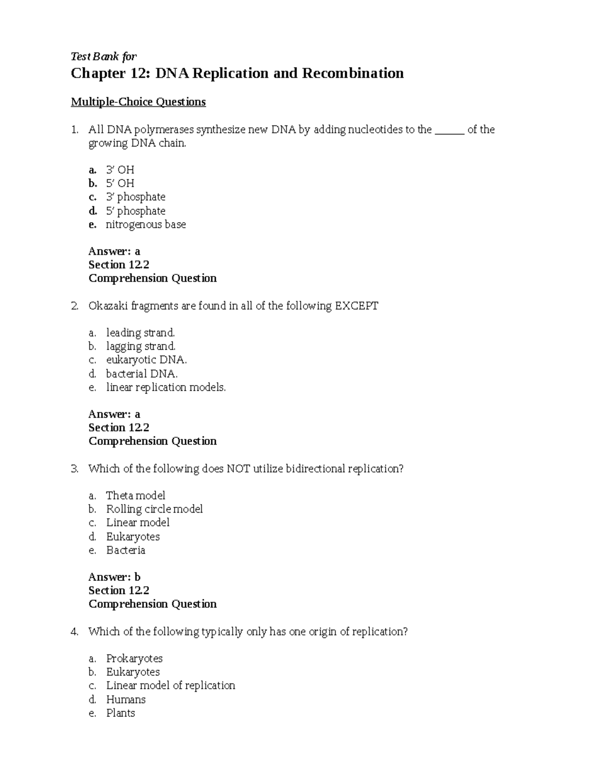 Ch12 - lecture slides from Susan Hoffman for final exam - Test Bank for ...