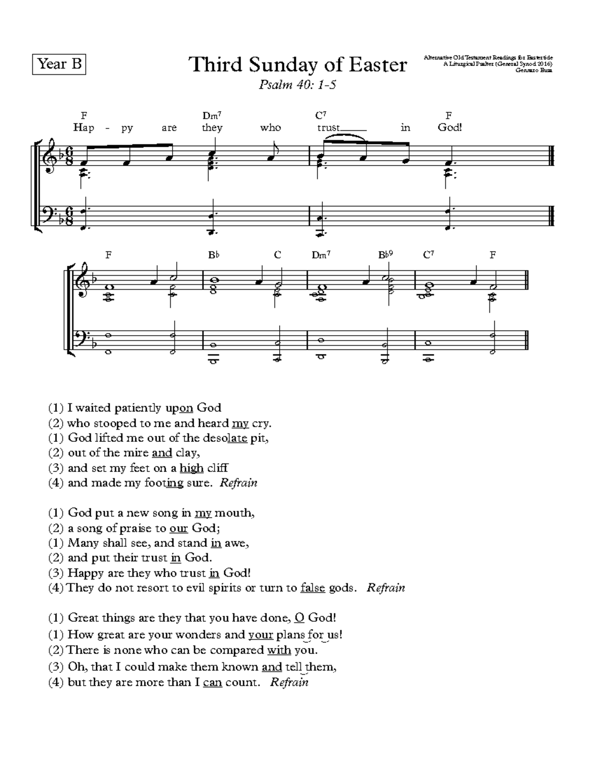 Psalm 40 (1-5) - Happy are they who trust in God - Busa - ° ¢ ° ¢ Hap F ...