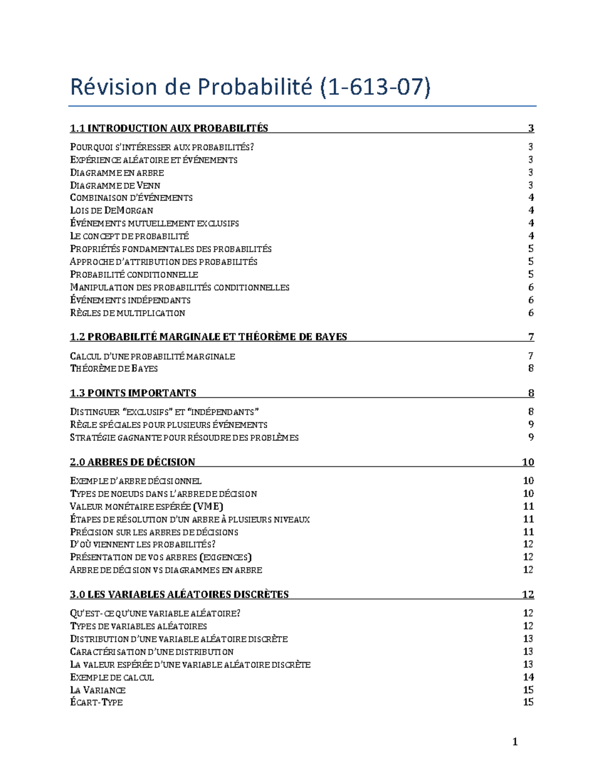 Probabilités Résumé complèt - Révision de Probabilité (1-­‐ 613 -­‐07 ...