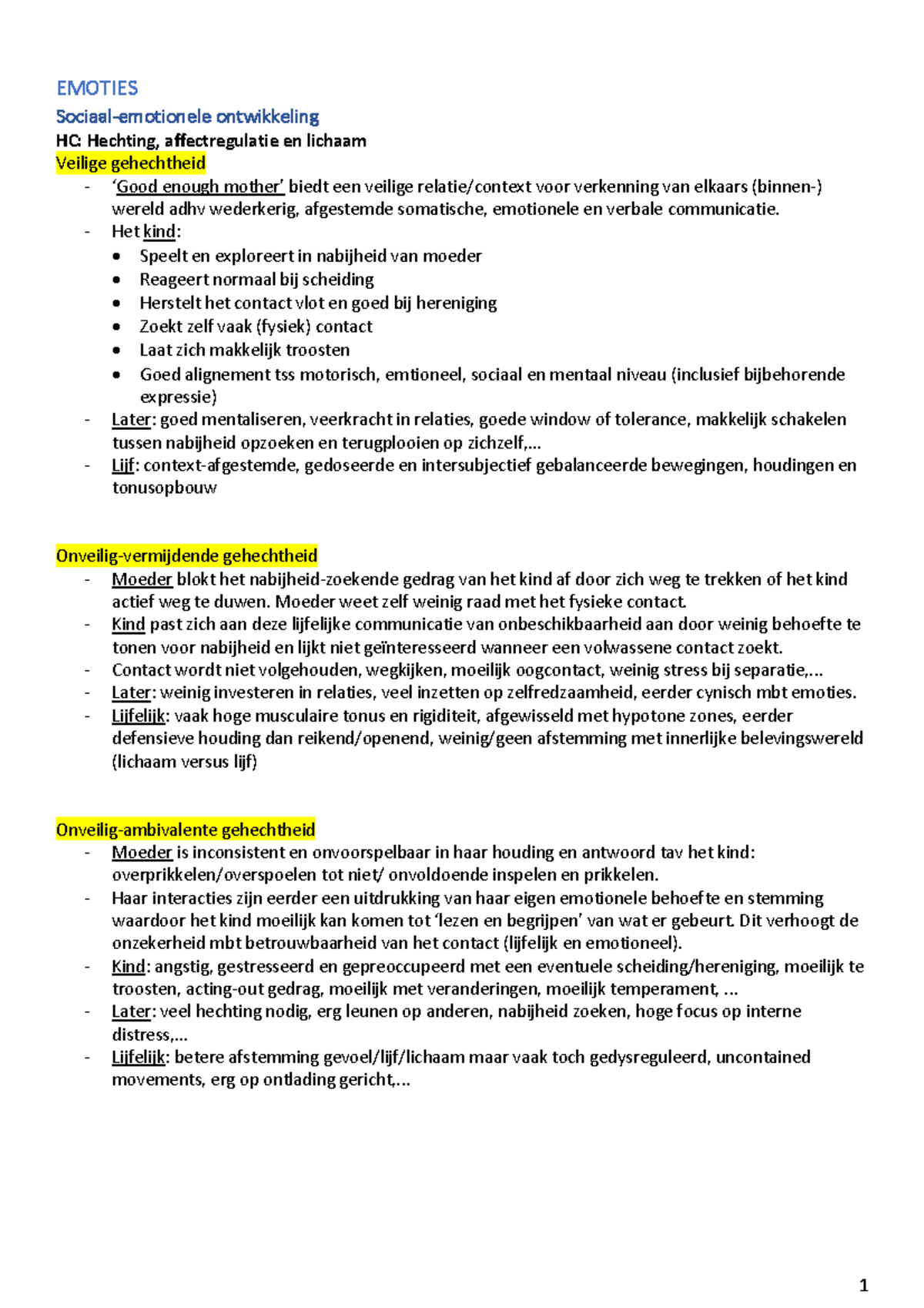 7 - ... - EMOTIES Sociaal-emotionele ontwikkeling HC: Hechting ...
