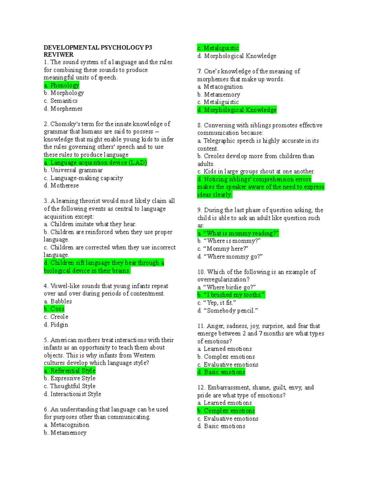 Developmental Psychology P3 Reviwer - DEVELOPMENTAL PSYCHOLOGY P ...