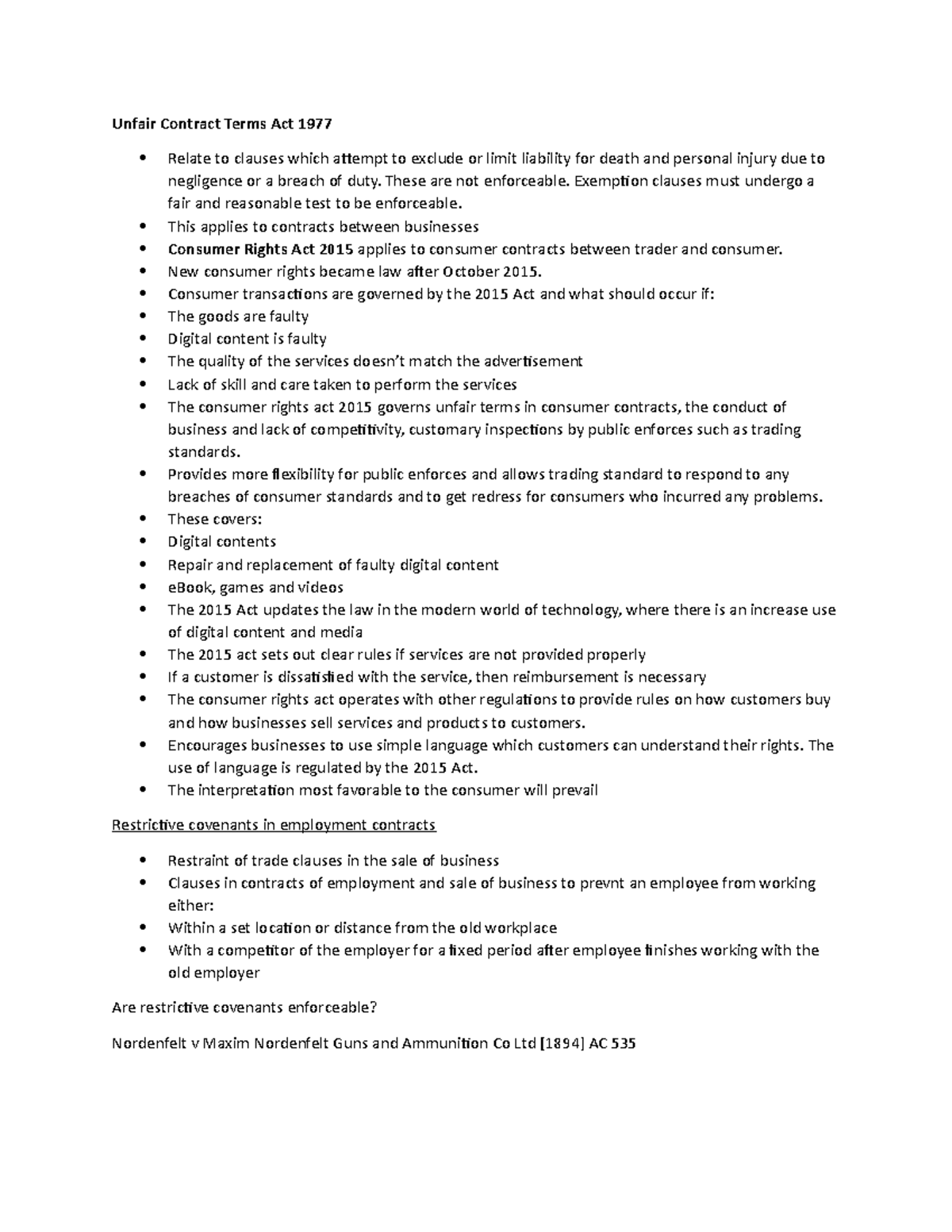 Law in the 21st century restrictive covenants - Unfair Contract Terms ...