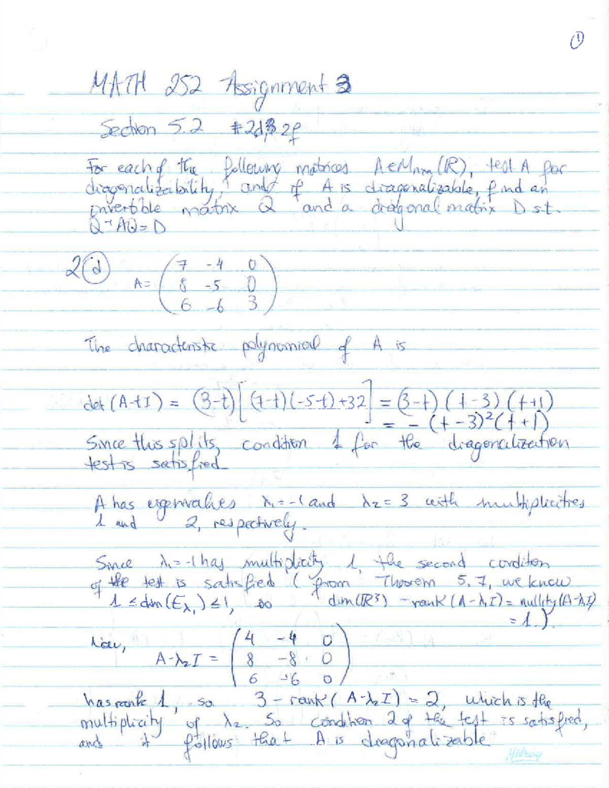 Assignment 3 Solutions - MATH 252 - Studocu