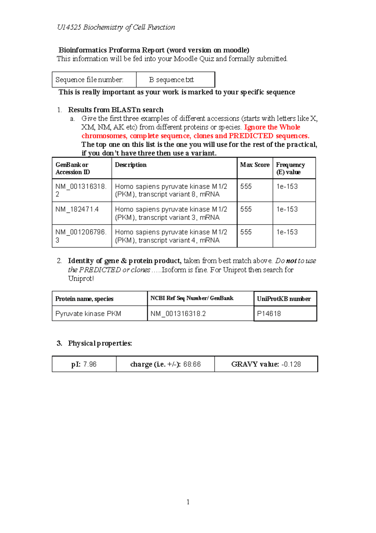Bioinformatics Proformance Report - Sequence file number: B sequence ...