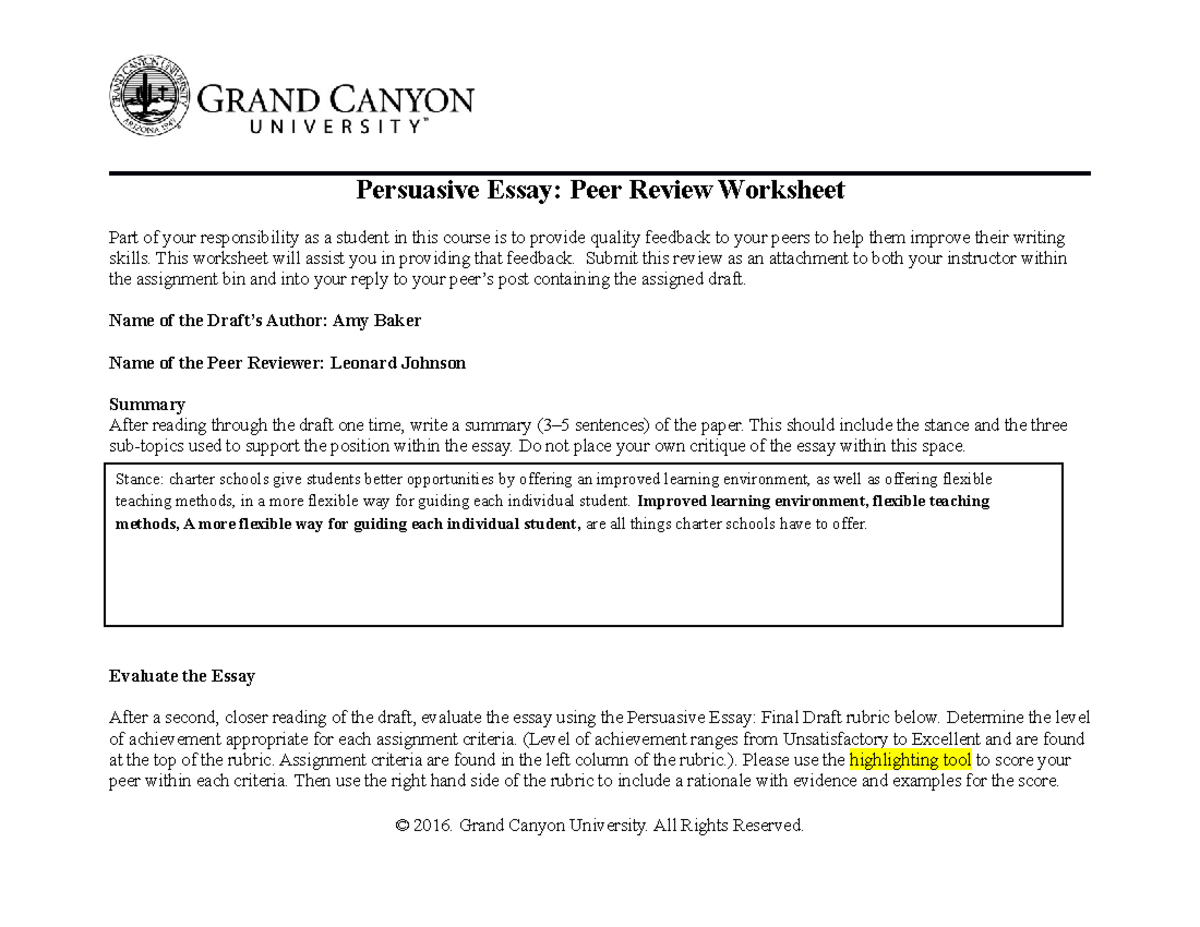 PHI-105 T-6 Persuasive Essay Peer Review Worksheet. %28A%29 2 - PHI-105 ...