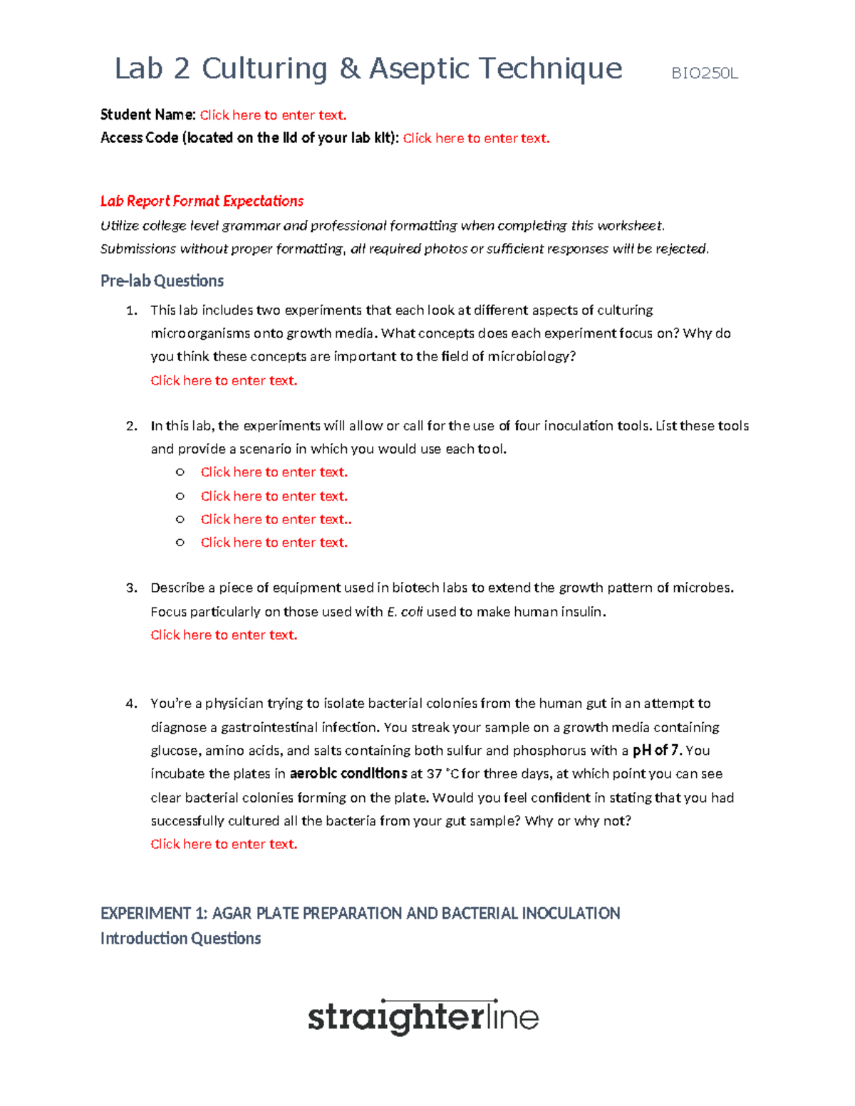 BIO250 Lab 2 - please give me assignments asap - Student Name: Click ...