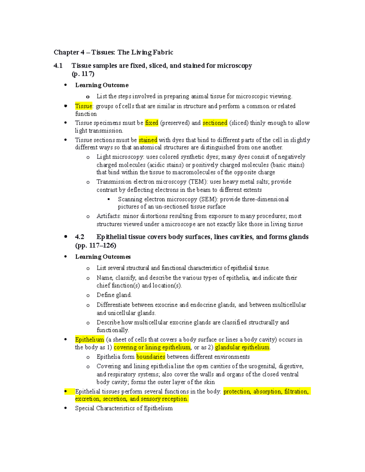 Chapter 4 – Tissues - Tissue - Chapter 4 – Tissues: The Living Fabric 4 ...