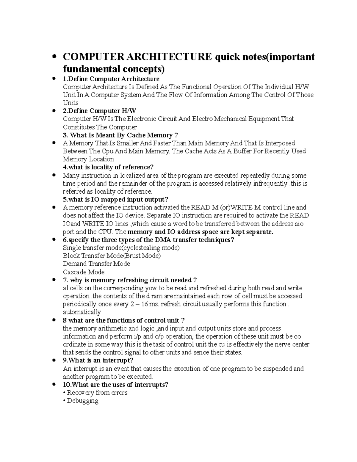 250360984 Computer Architecture Quick Notes - COMPUTER ARCHITECTURE ...