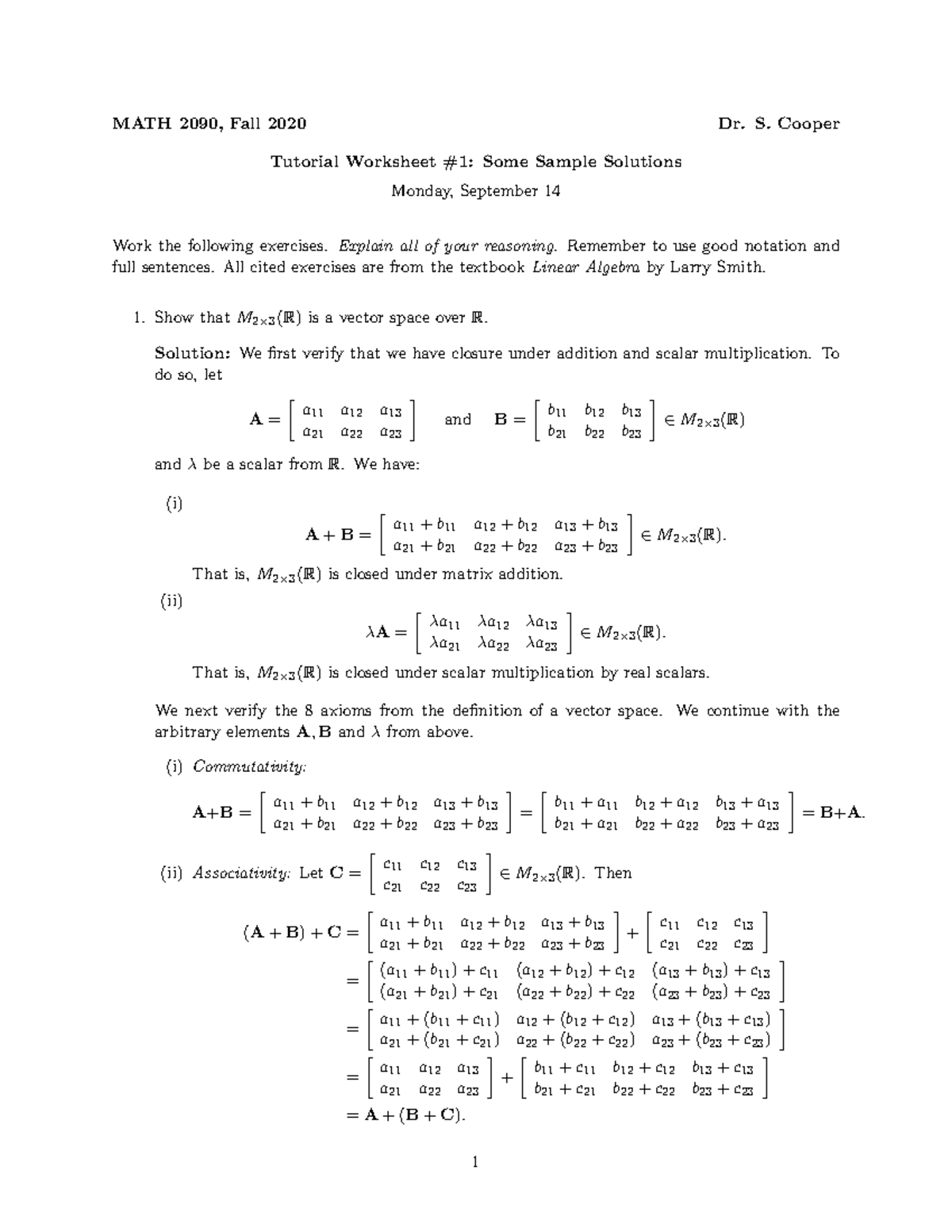 Math 2090 fall20 worksheet 1 sol - MATH 2090, Fall 2020 Dr. S. Cooper ...