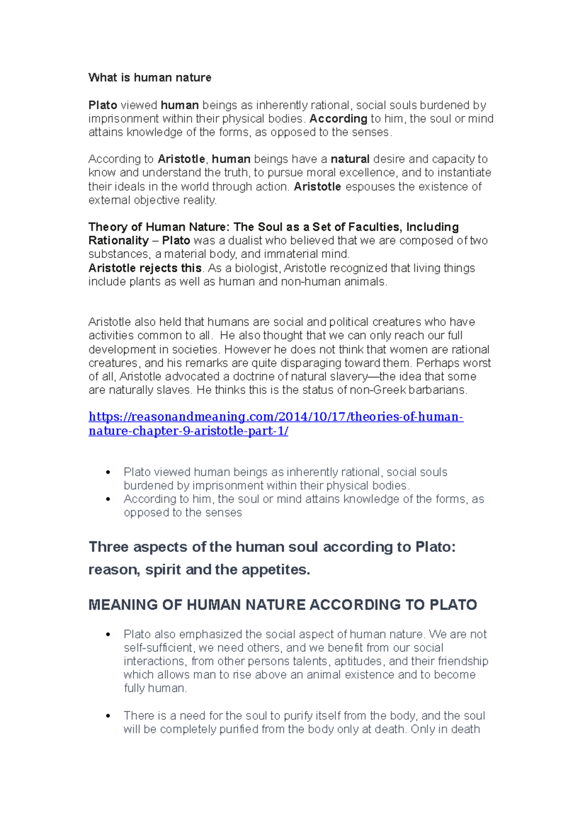 What is human nature - What is human nature Plato viewed human beings ...