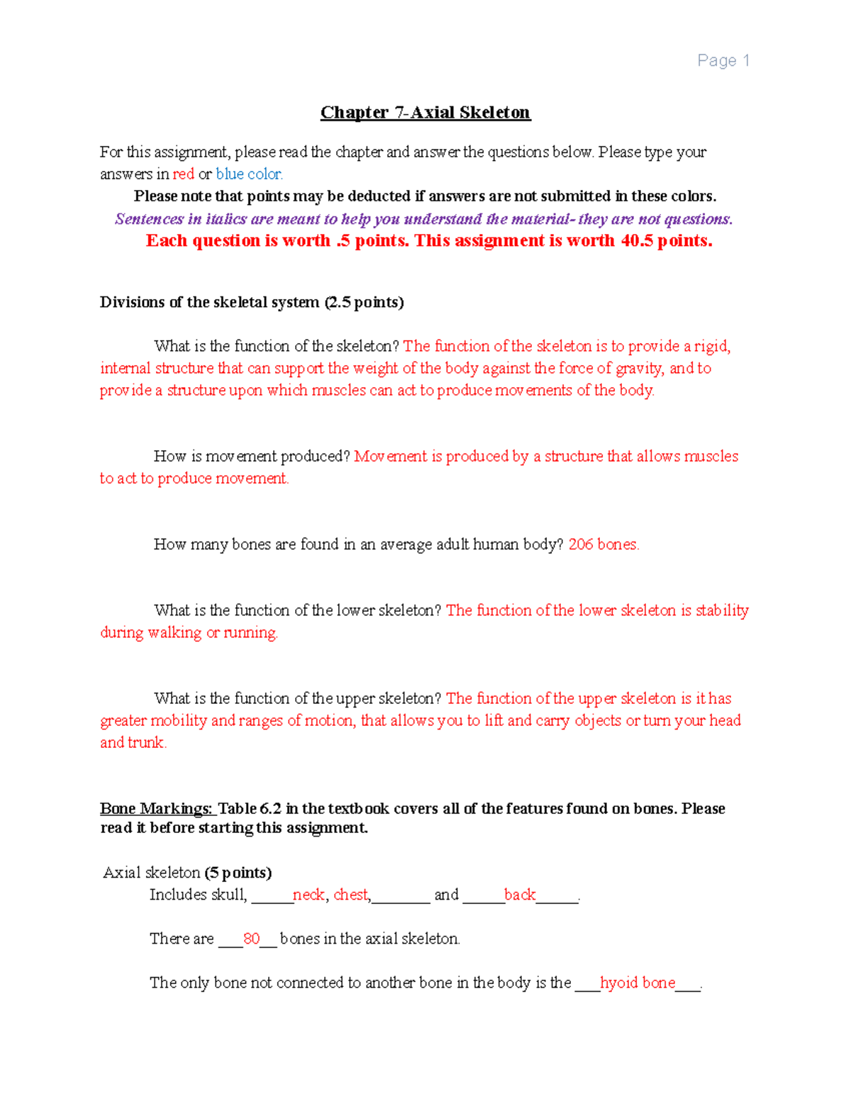 BIO 201 Chapter 7 Axial Skeleton Assignment OPS - Chapter 7-Axial ...