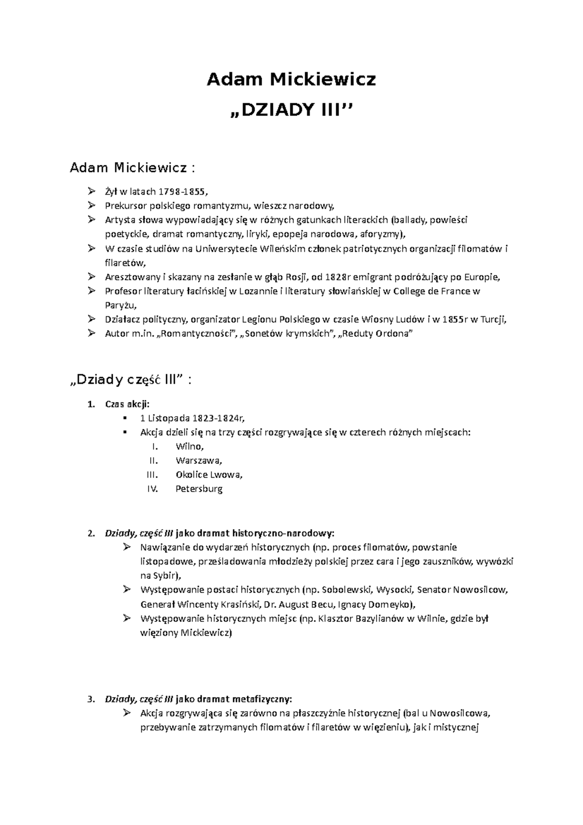 Adam Mickiewicz Dziady III - Adam Mickiewicz „DZIADY III’’ Adam ...