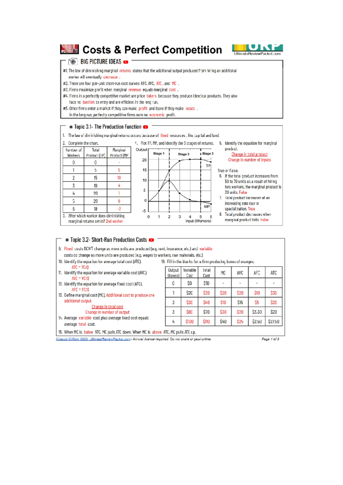 Cost and perfect competition - Costs Perfect Competition ...