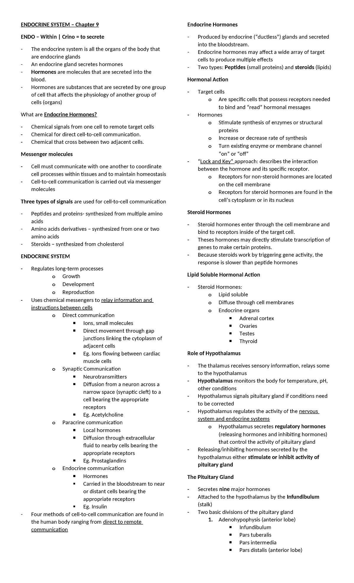 Ana Phy #4 - care of - ENDOCRINE SYSTEM – Chapter 9 ENDO – Within ...