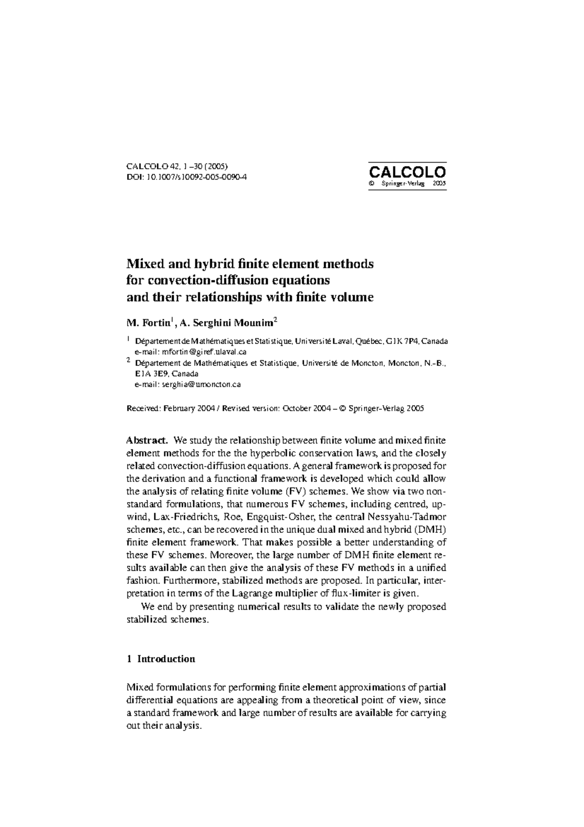 Mixed And Hybrid Finite Element Methods Doi 10s10092 005 0090 Calcolo 42 1 30 2005 