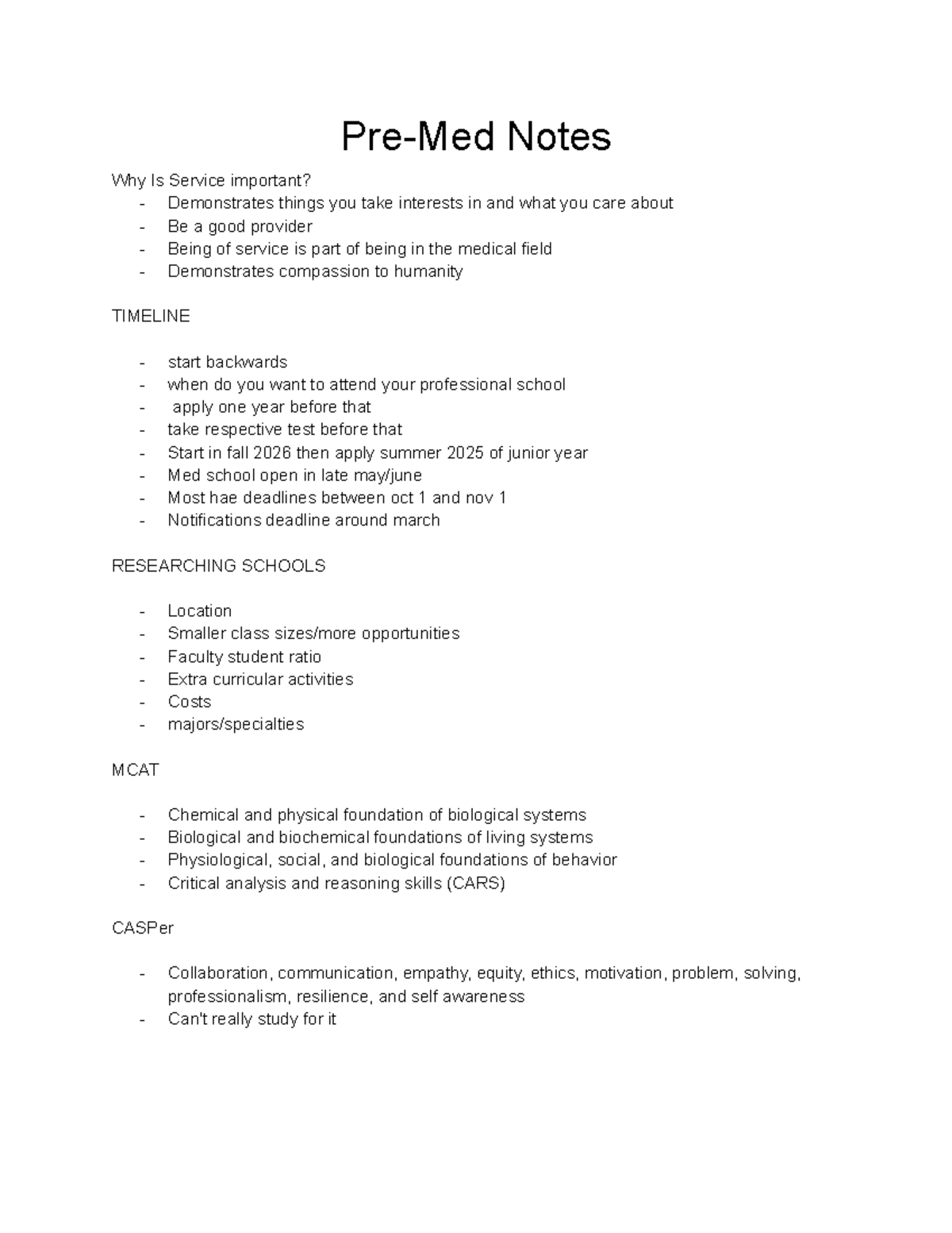 Untitled document - health notes - Pre-Med Notes Why Is Service ...