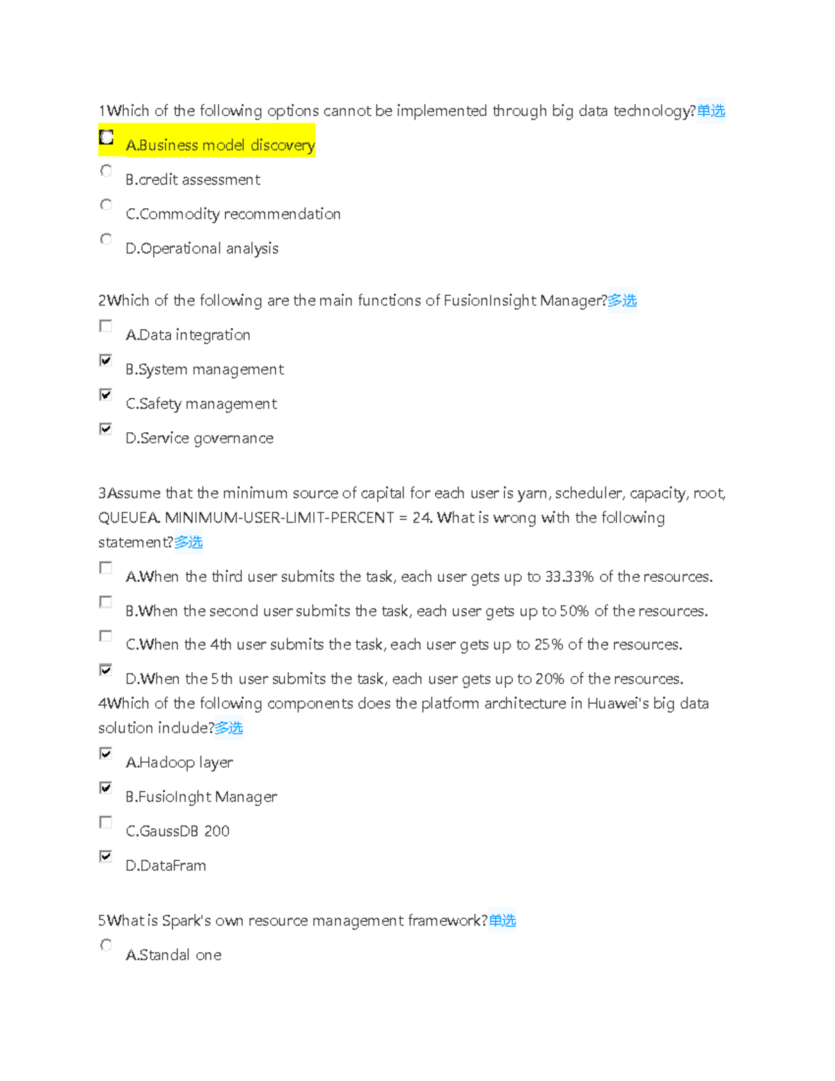 More big data revision questions - 1Which of the following options cannot be implemented through ...