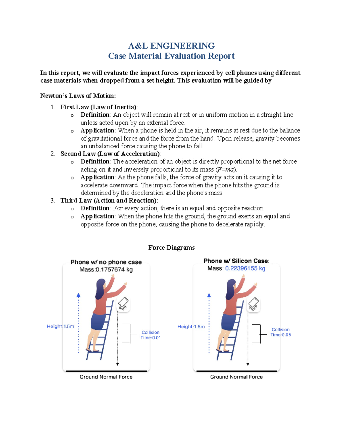 PHY 150 Project Two Case Material Evaluation Report Template - A&L ENGINEERING Case Material ...