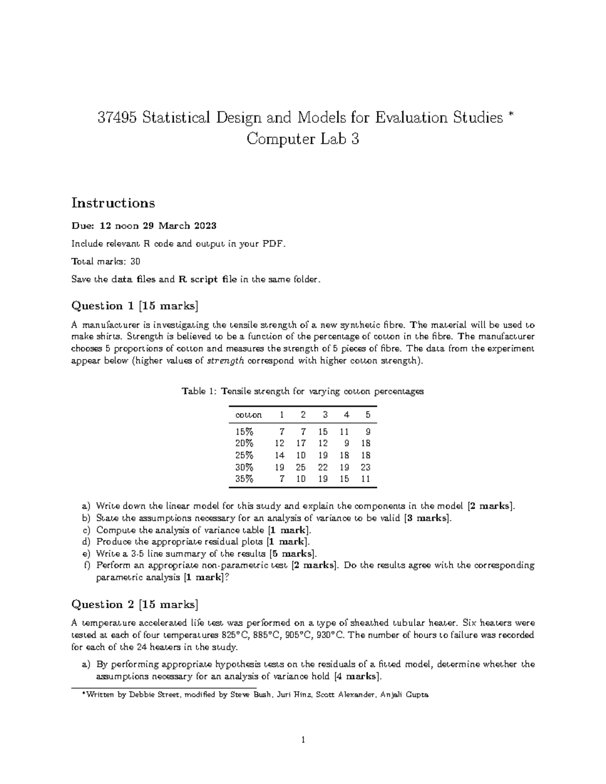 Lab3-1 - Week 2 Lab Work - 37495 Statistical Design and Models for ...