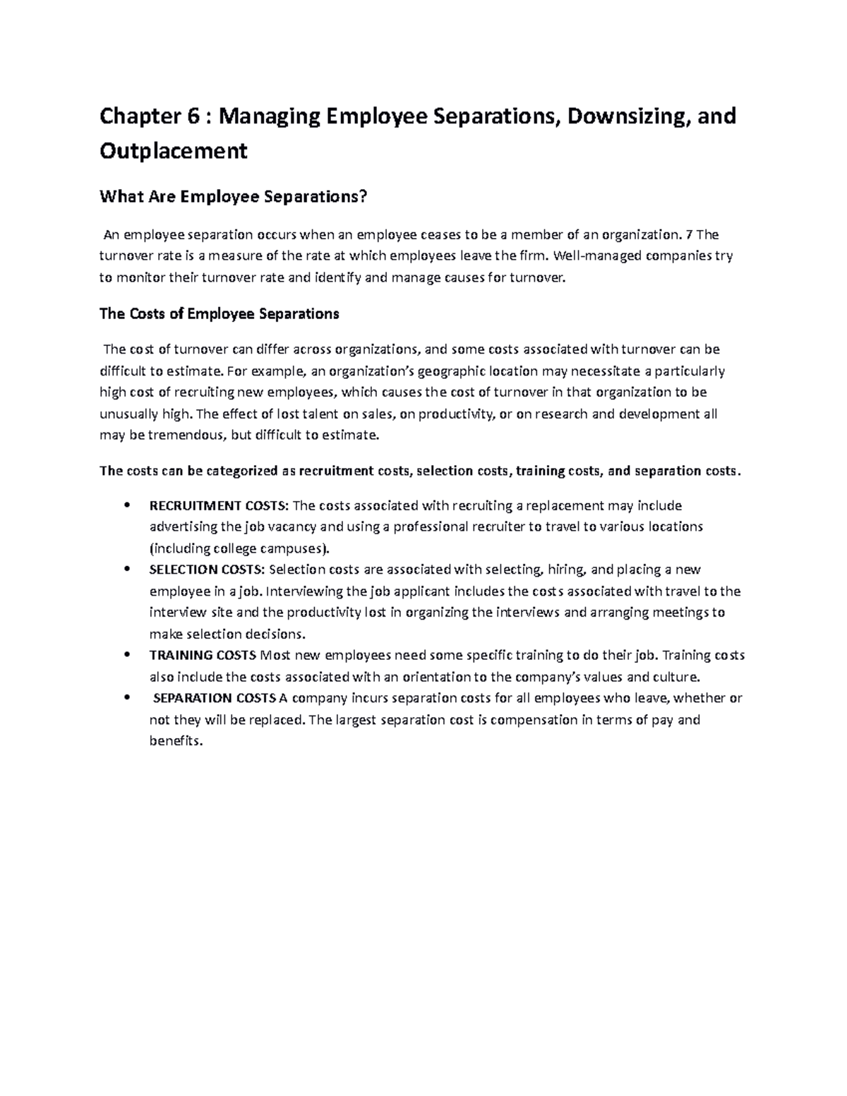 Chapter 6 Managing Employee Separations - Chapter 6 : Managing Employee ...