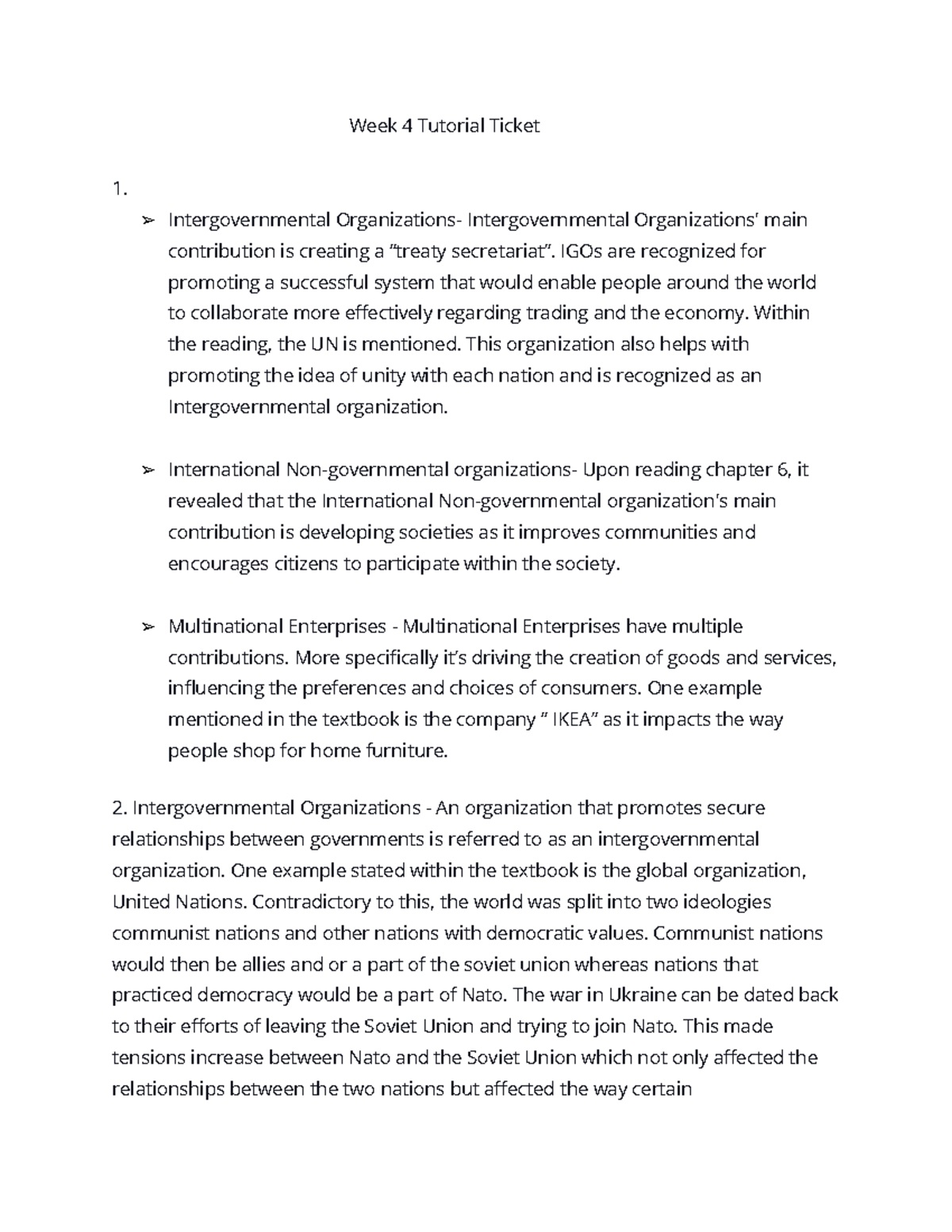 Week 4 Tutorial GS101 - Week 4 Tutorial Ticket Intergovernmental Organizations ...