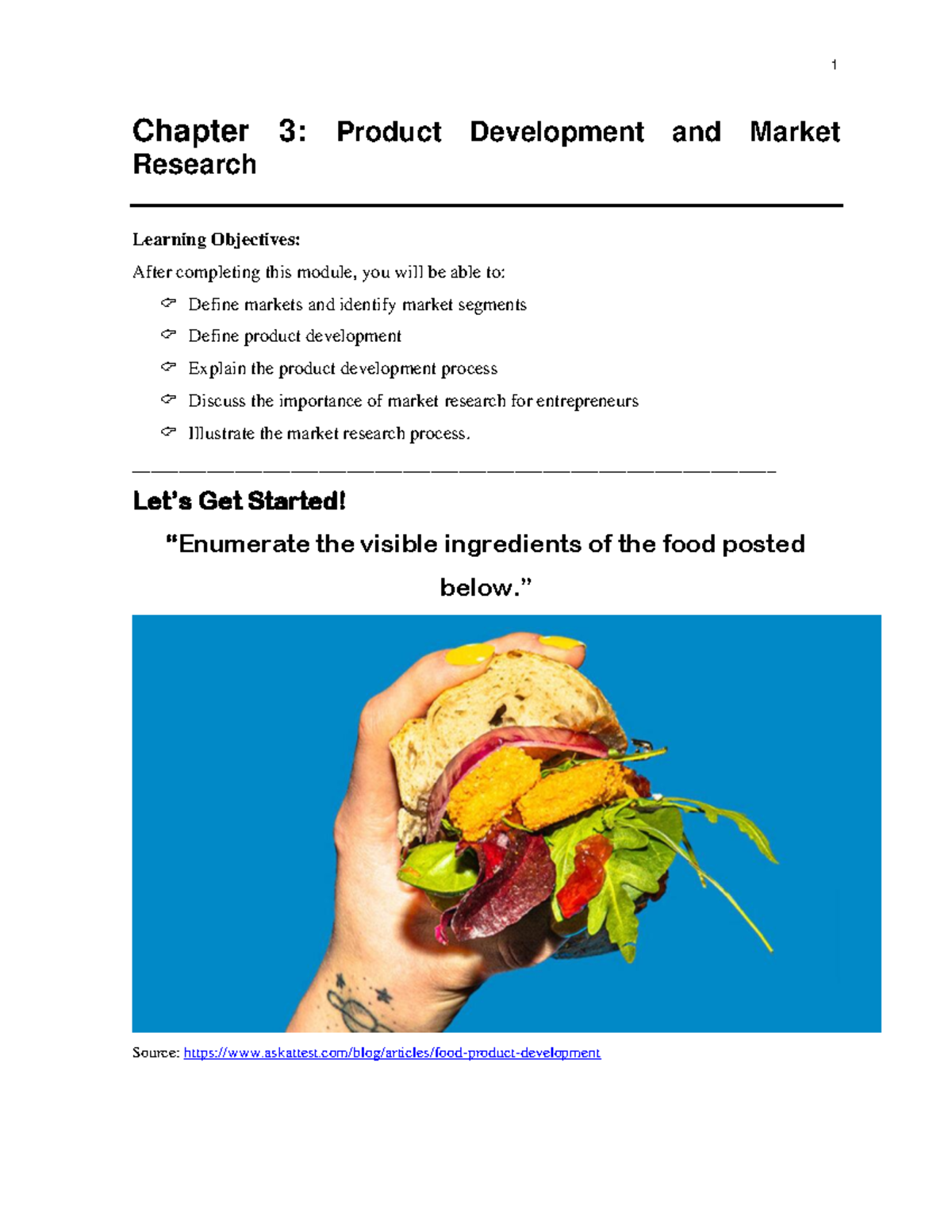 Chapter-3 - Chapter 3 : Product Development and Market Research Learning Objectives: After - Studocu