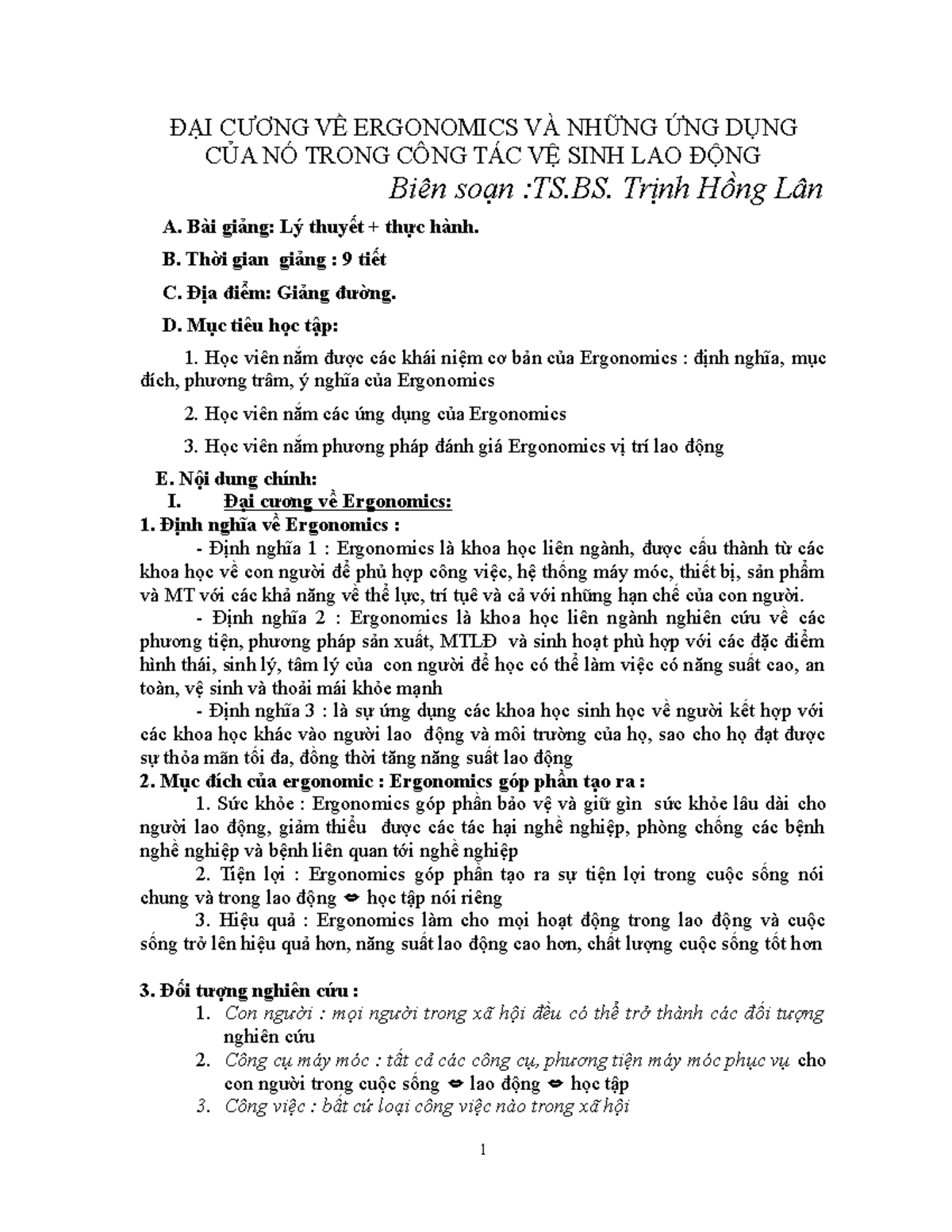 D I C NG V Ergonomics VA NH NG NG D NG C - ÐẠI CƯƠNG VỀ ERGONOMICS VÀ NHỮNG ỨNG DỤNG CỦA NÓ ...