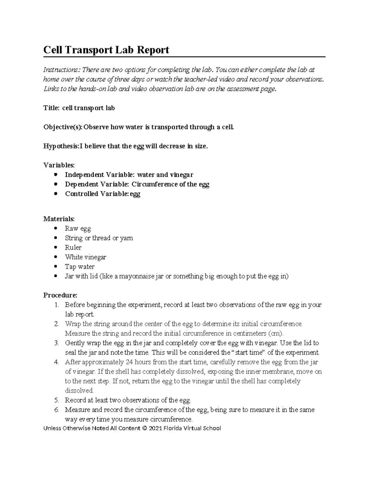 02 04 cell transport lab report - Cell Transport Lab Report ...