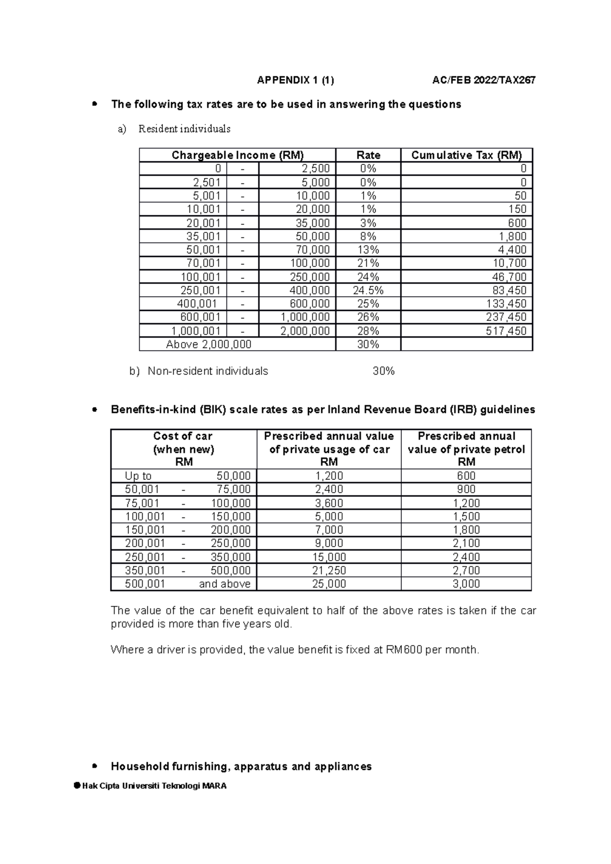 Final Assessment Appendix - Notes - The following tax rates are to be ...