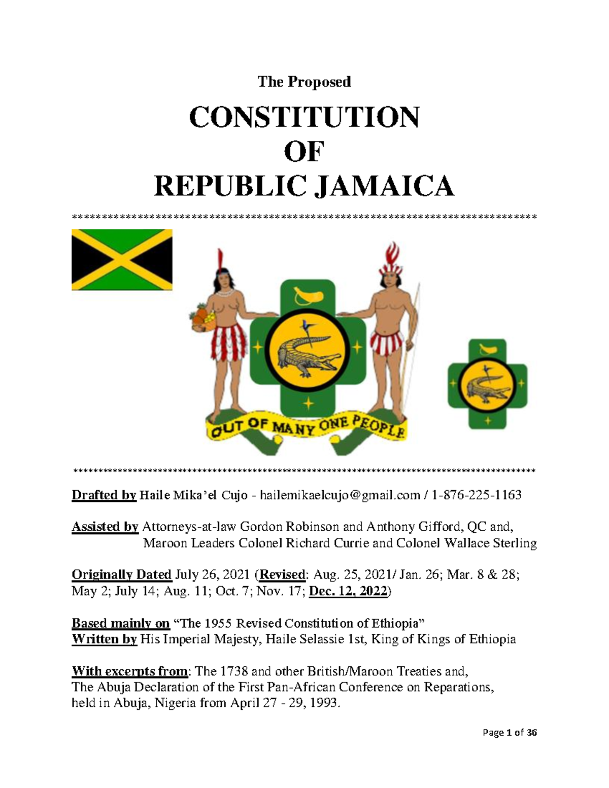 Cujo Draft Constitution Dec 2022 - The Proposed CONSTITUTION OF ...