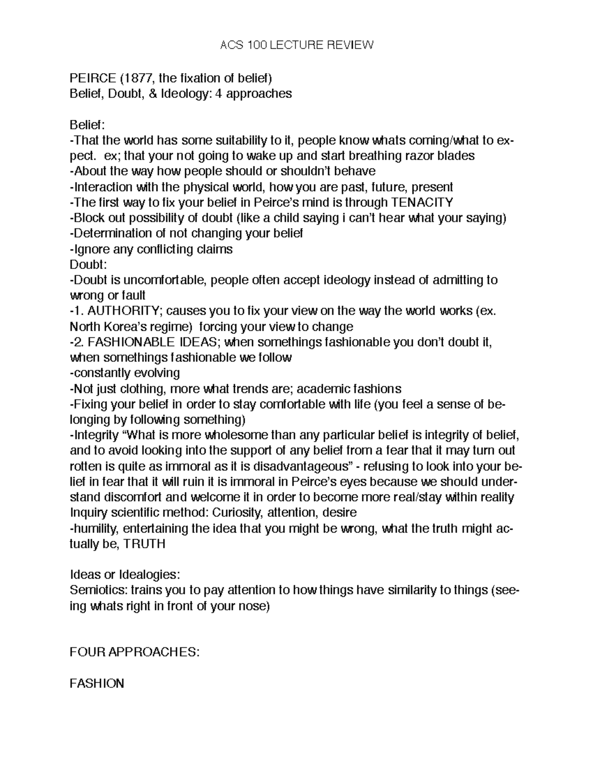 Lecture notes, lectures 1-11 - full lecture review - ! ACS 100 LECTURE ...