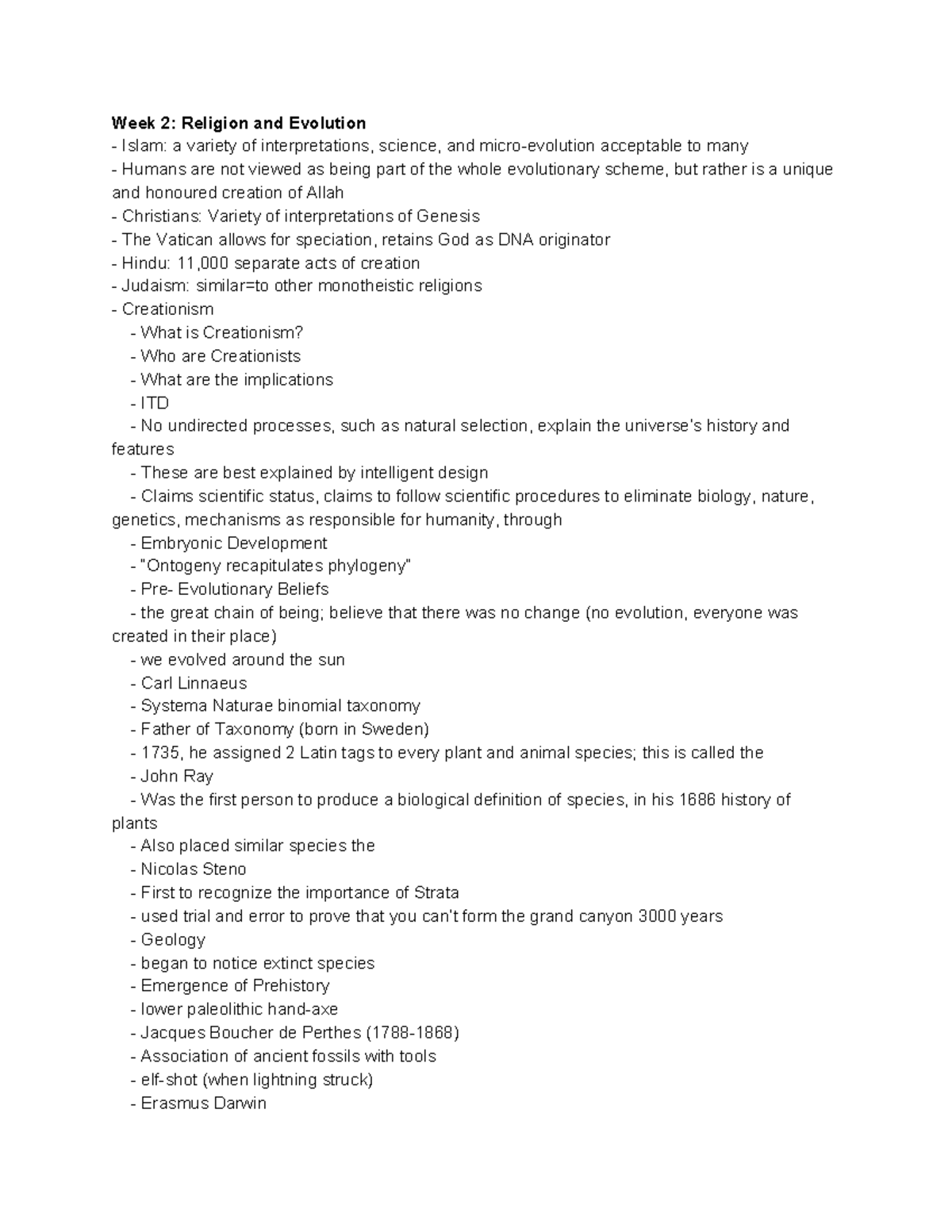 Anthropology Lecture Notes Week 2 Religion And Evolution Islam A