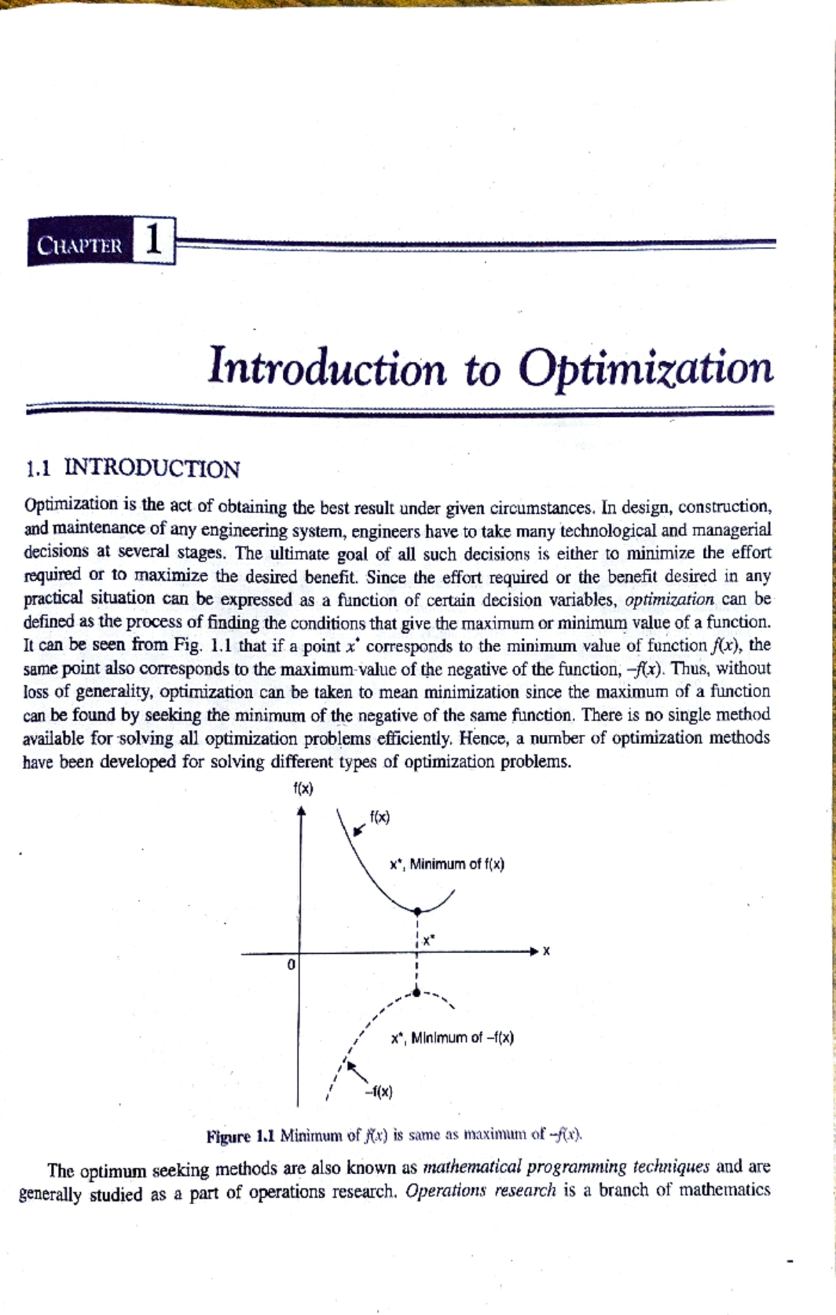 EO notes - Reading Material - CHAPTER 1 Introduction to Optimization 1 ...