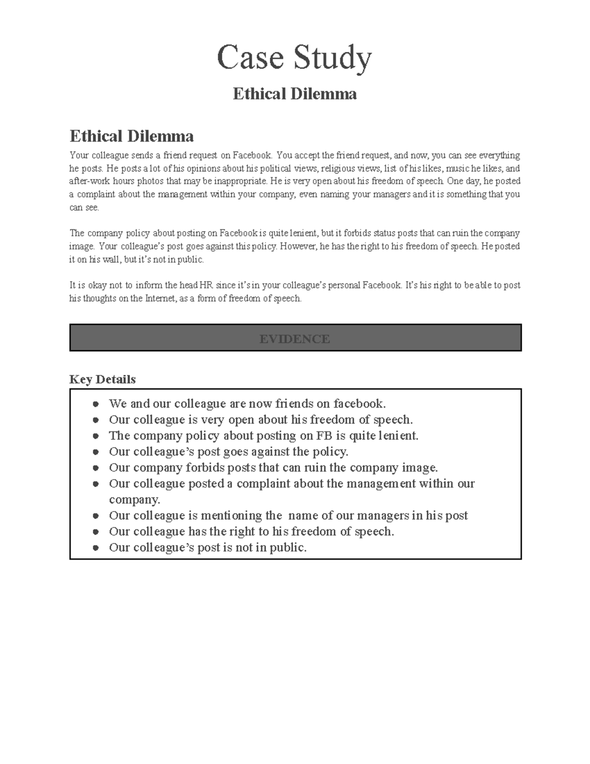 Ethical Dilemma - An activity focused on deciding scenarios using moral ...