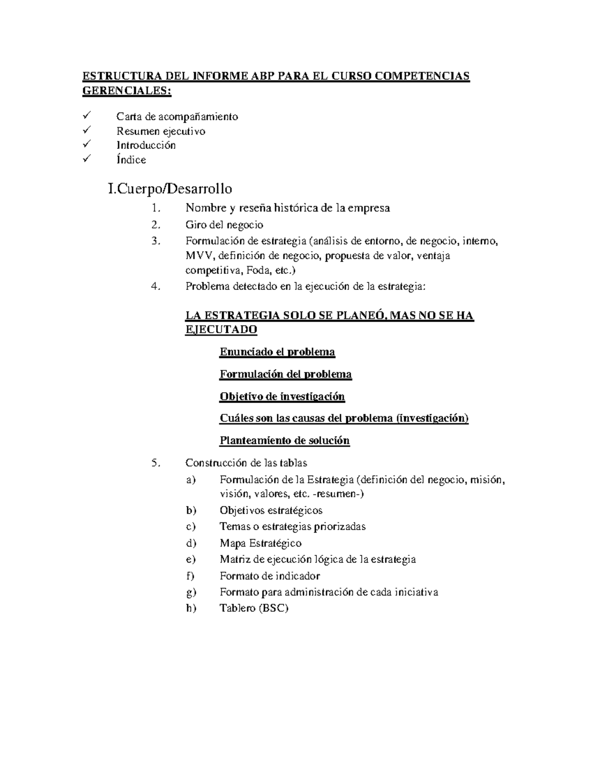 Estructura para presentacion de Informe ABP - ESTRUCTURA DEL INFORME ...